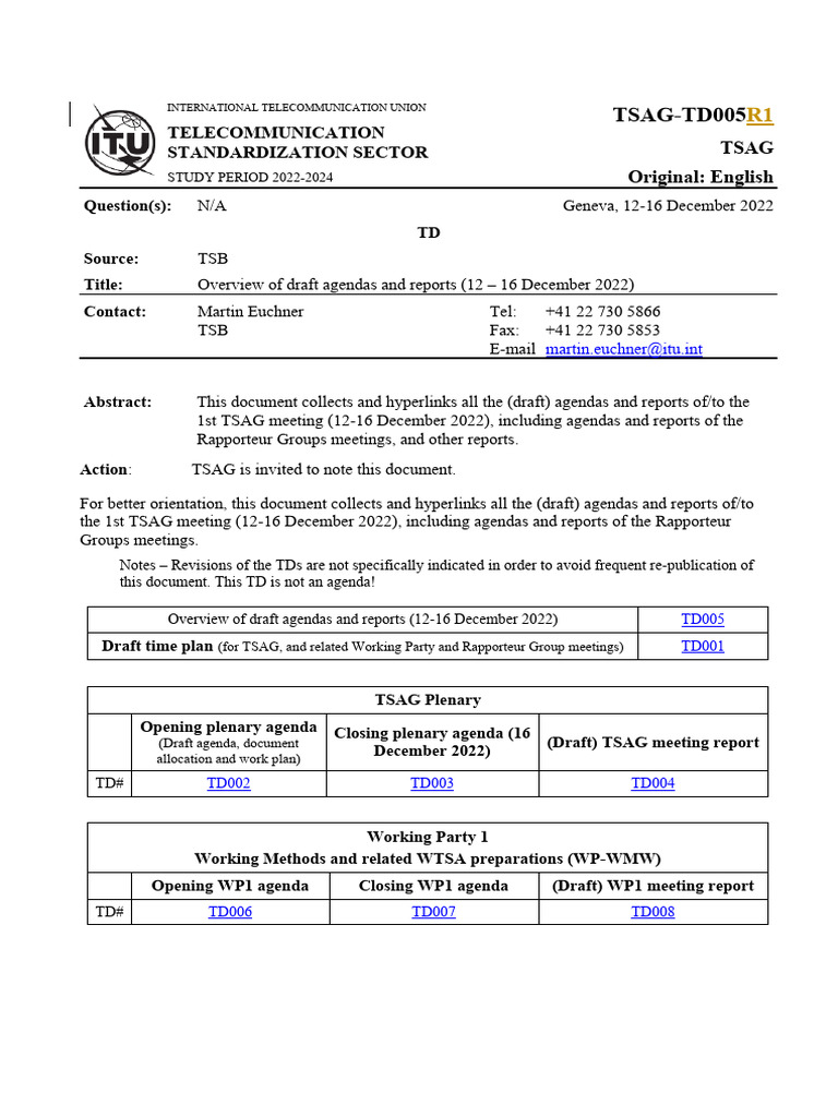 T22 Tsag 221212 TD Gen 0005!R1!MSW e | PDF | Itu T