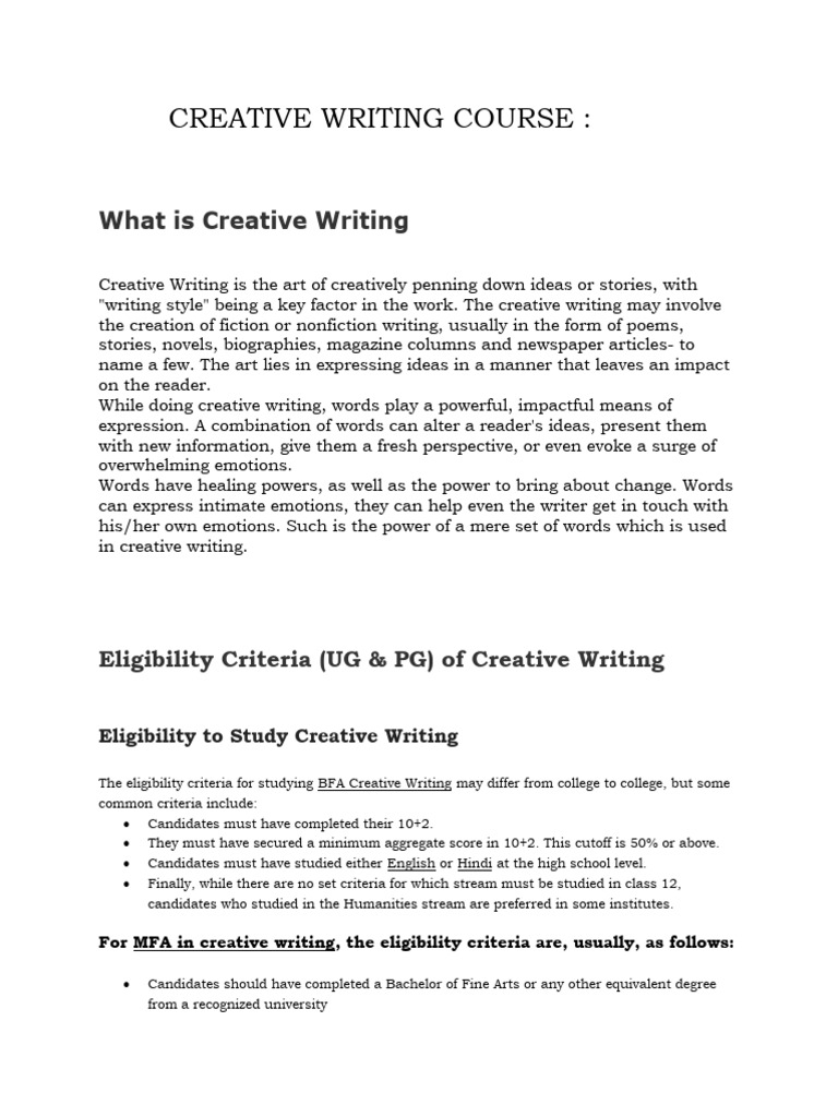 Creative Writing Course | PDF | Creative Writing | Writers
