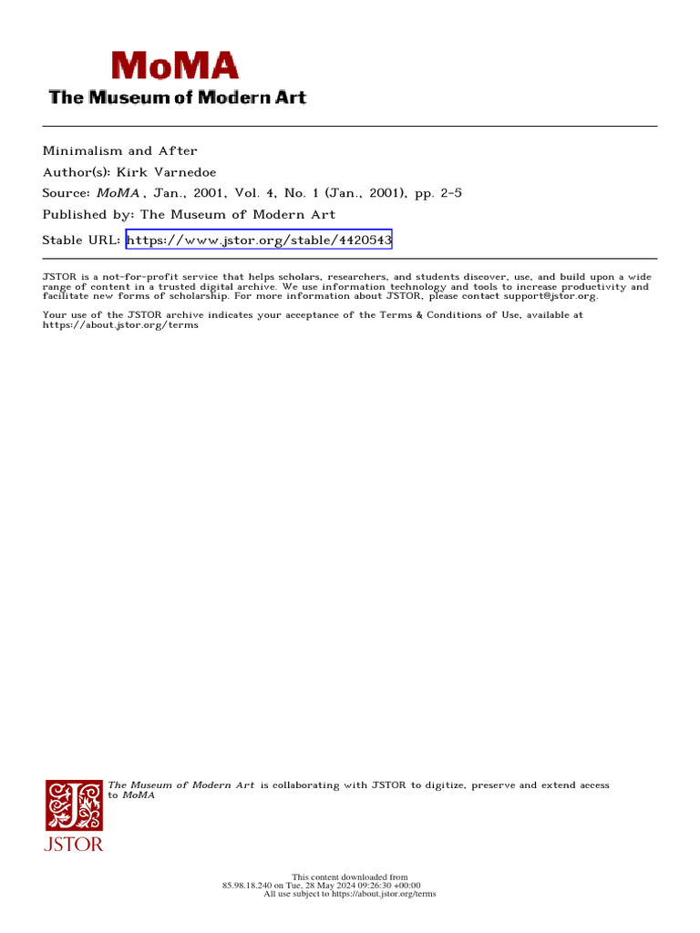 Varnedoe Minimalism 2001 | Download Free PDF | Minimalism | The Arts