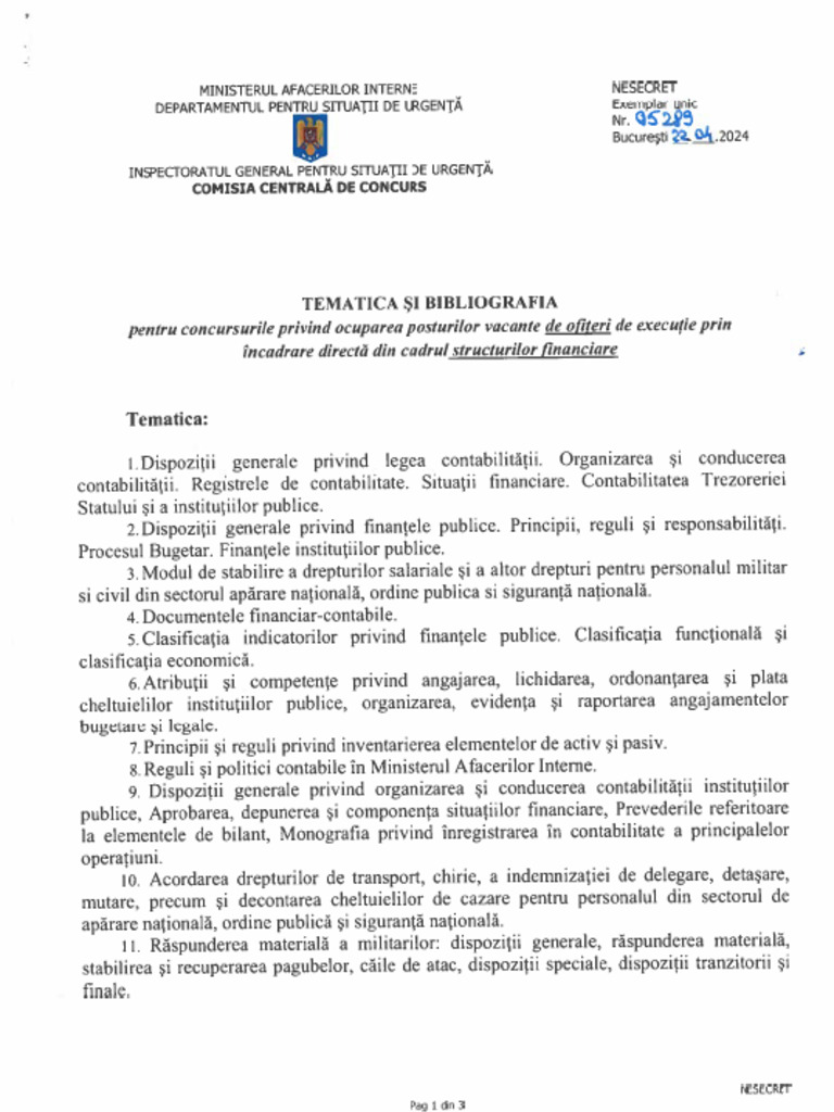 Tematica Si Bibliografie - Ofiter - Financiar | PDF