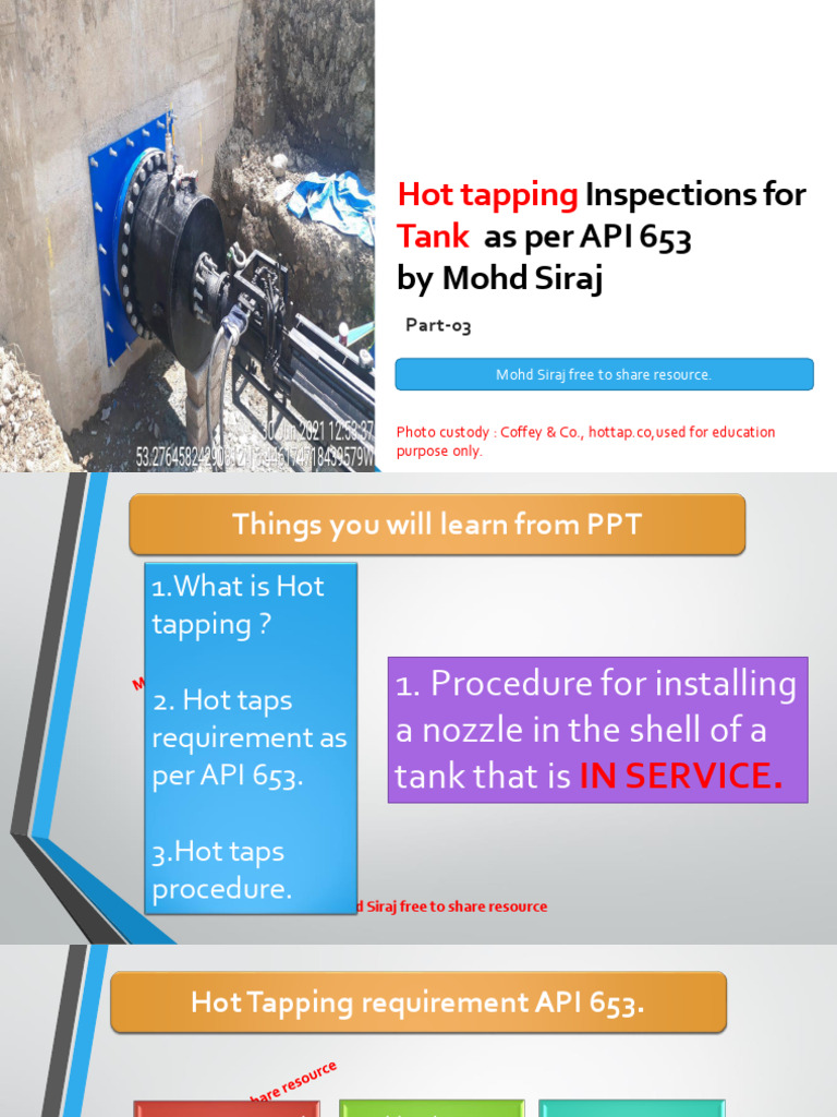 Hot Tapping Inspections per API 653 | PDF | Welding | Construction