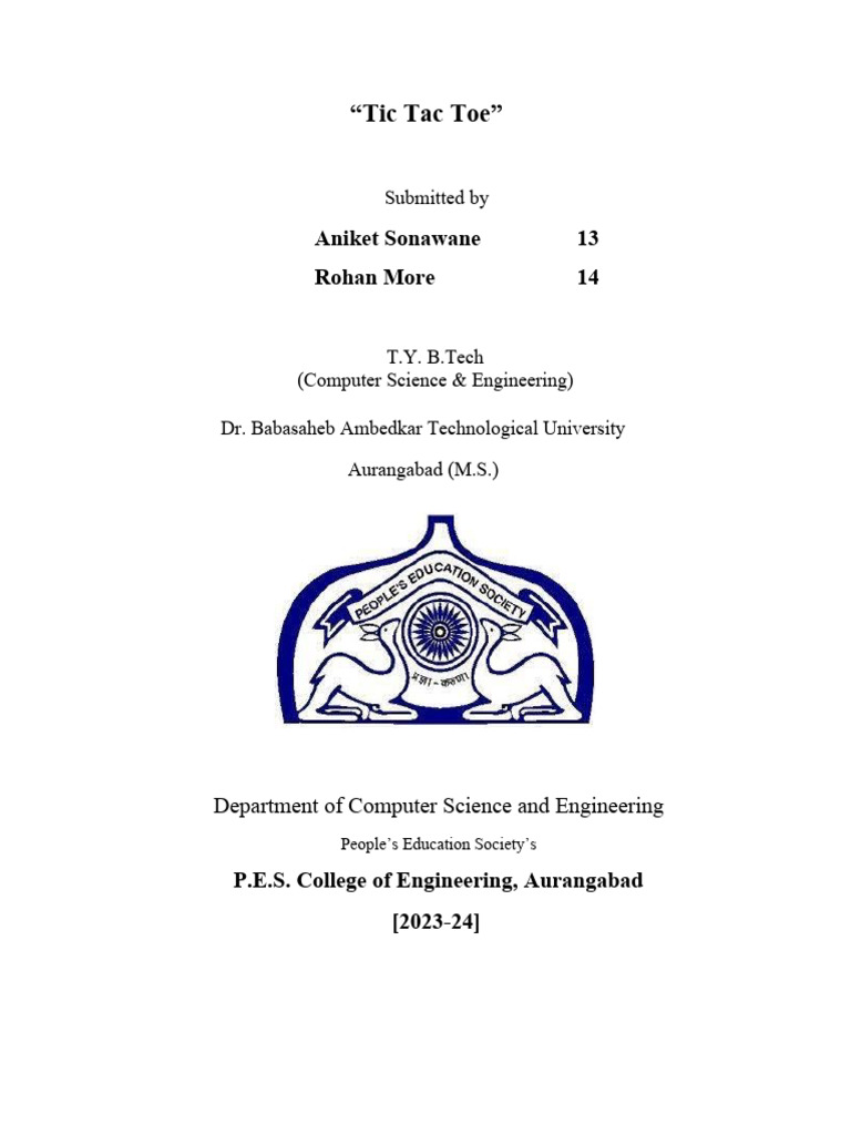 Tic Tac Toe Project Report 2023-24 | PDF | Technology & Engineering