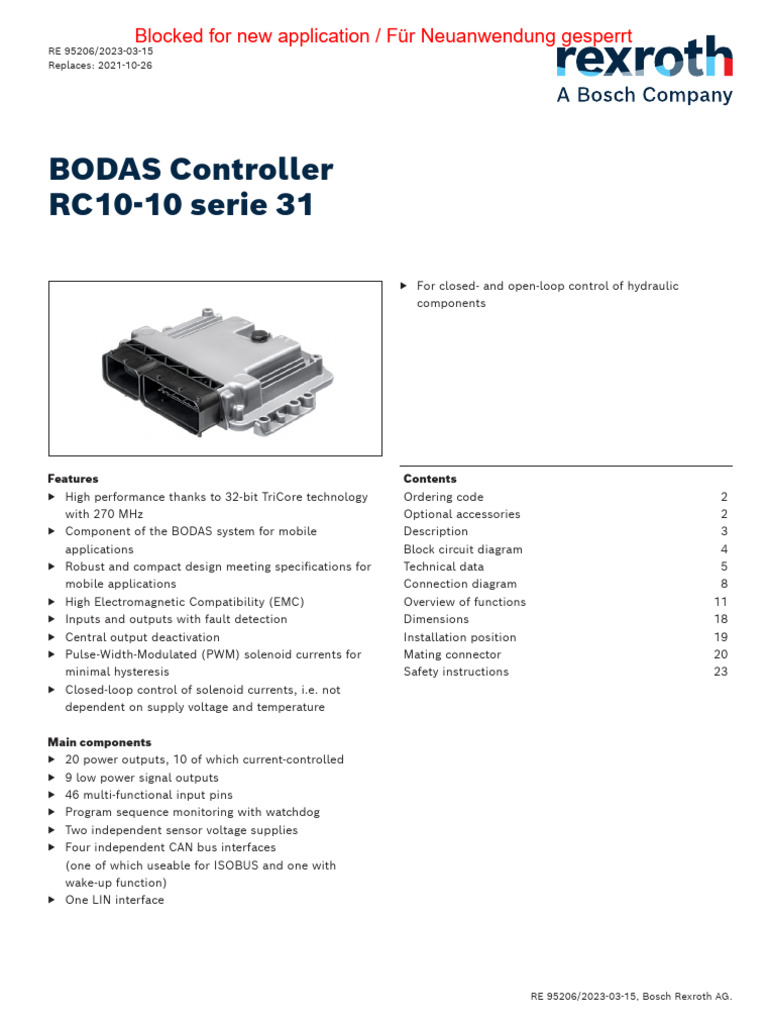 BODAS Controller for Mobile Machines | PDF | Input/Output | Computer ...