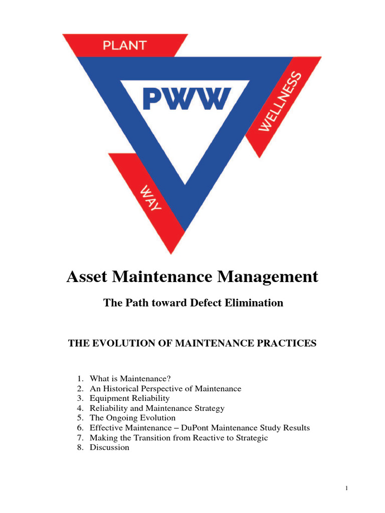 Asset Maintenance - The Path Toward Defect Elimination | Download Free PDF | Reliability ...