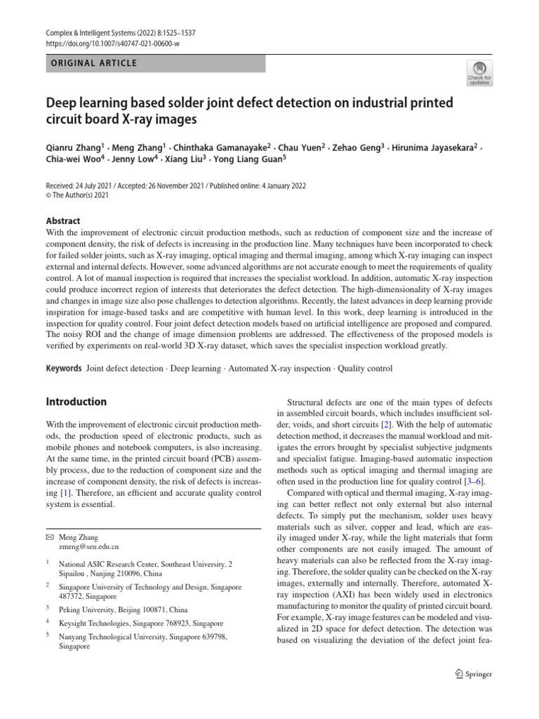 Deep Learning Based Solder Joint Defect Detection On Industrial Printed Circuit Board X-Ray ...