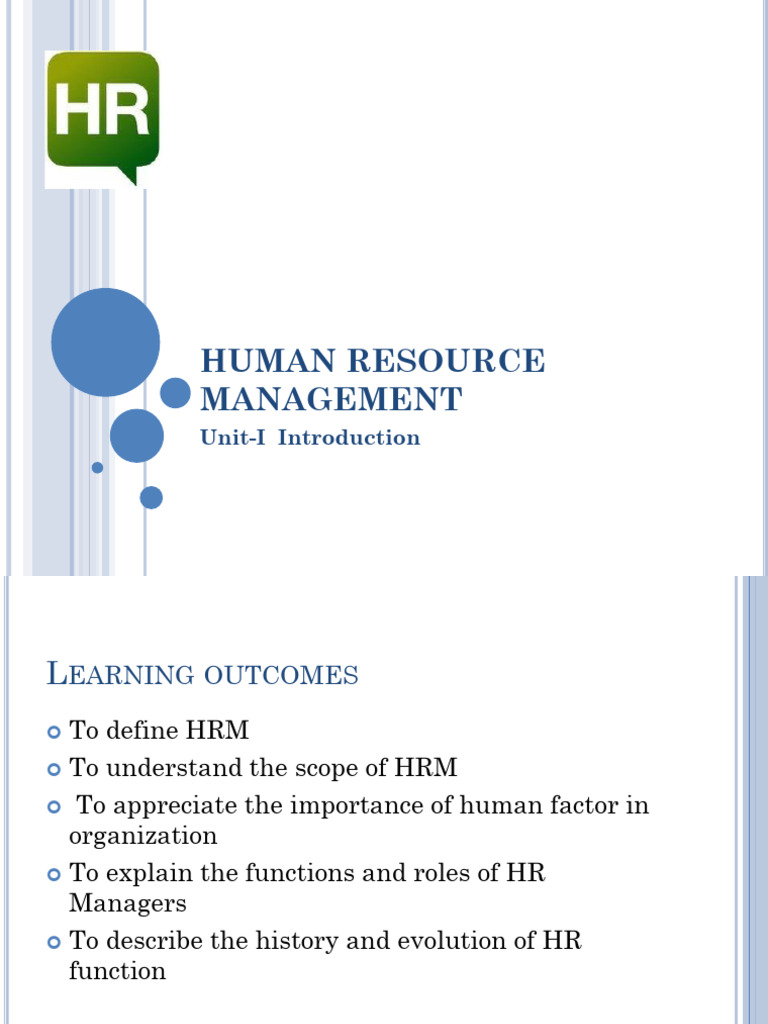 HRM Introduction | PDF | Human Resource Management | Human Resources