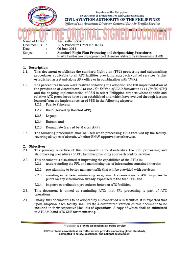 Standard FPL Processing Procedures | PDF | Air Traffic Control ...