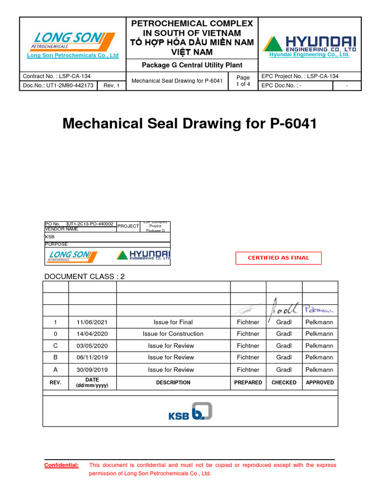 UT1-2M90-442173 - 1 - Mechanical Seal Drawing For P-6041 | PDF | Technology & Engineering