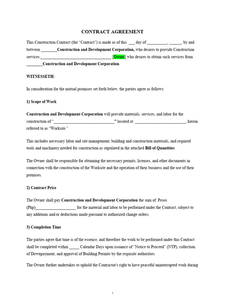 Construction Contract-CLIENT - Edited | PDF | Legal Remedy | Civil Law (Legal System)