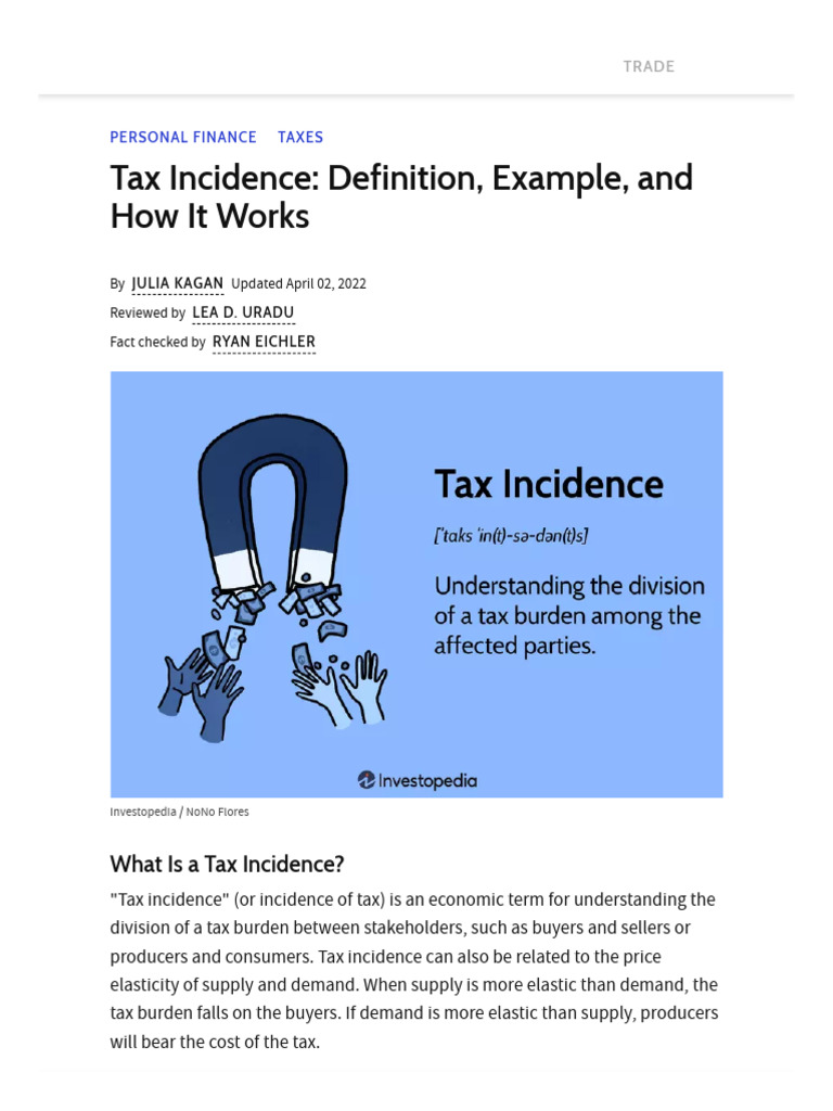 Tax Incidence - Definition, Example, and How It Works | Download Free ...