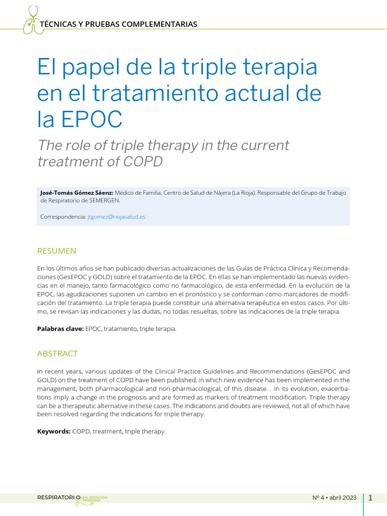 Relr n4 El Papel de La Triple Terapia en El Tratamiento Actual de La ...