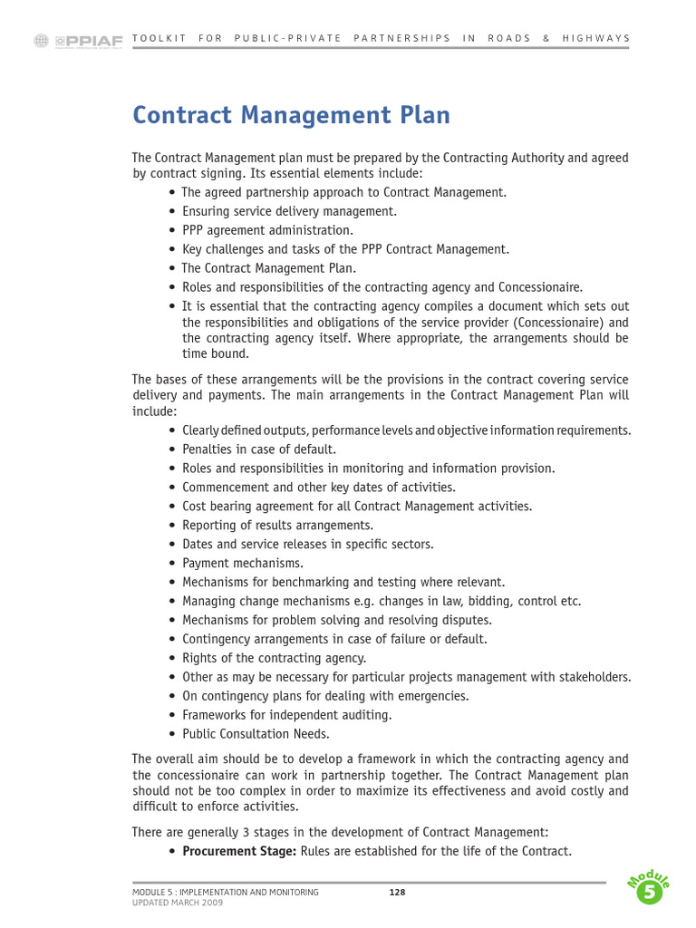 Contract Management Plan | PDF | Public–Private Partnership | Project Management
