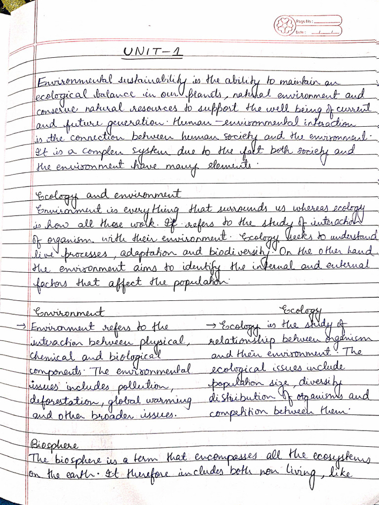 Environmental Sustainability Unit1 and Unit2 | PDF