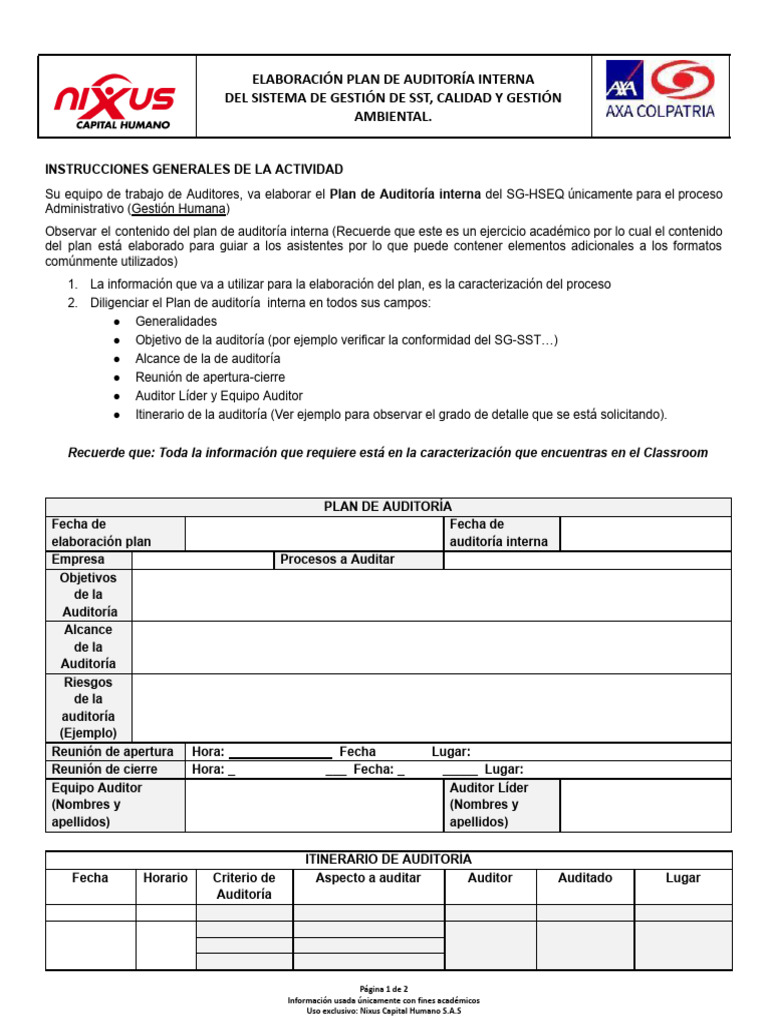 FORMATO DE AUDITORIA | Descargar gratis PDF | Auditoría | Business