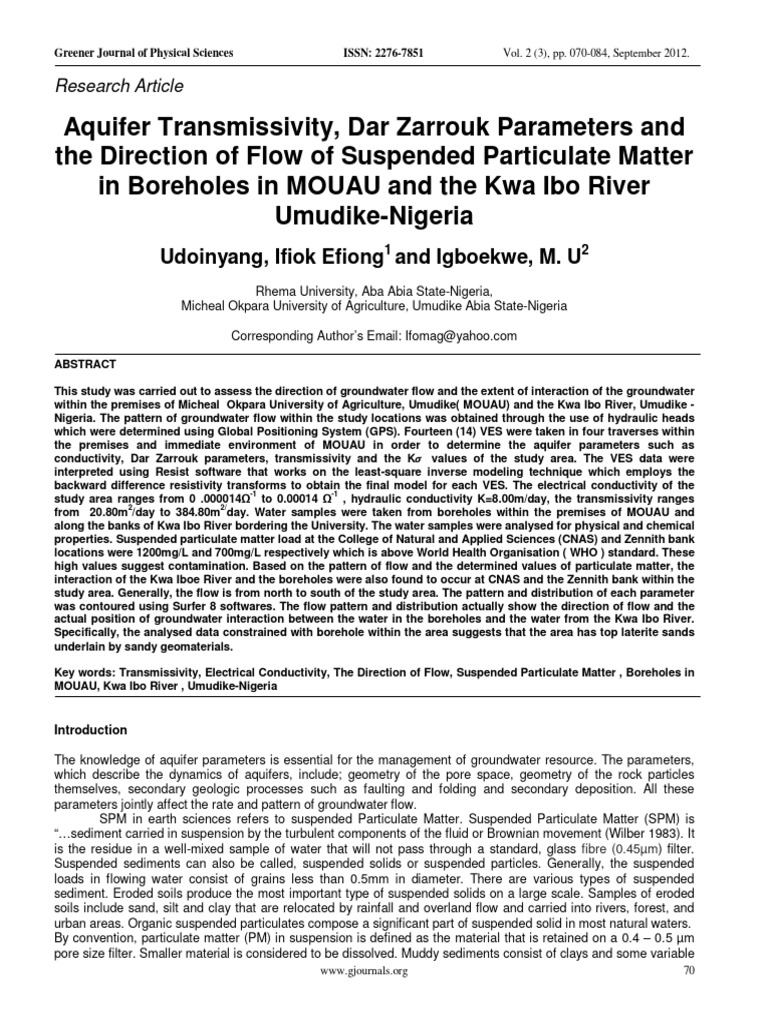 Dar Zarouk Parameter - Nigeria | PDF | Earth Sciences | Applied And Interdisciplinary Physics