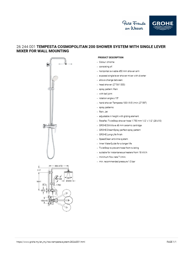 Tempesta Cosmopolitan 200 Shower System | PDF | Flight | Firearms