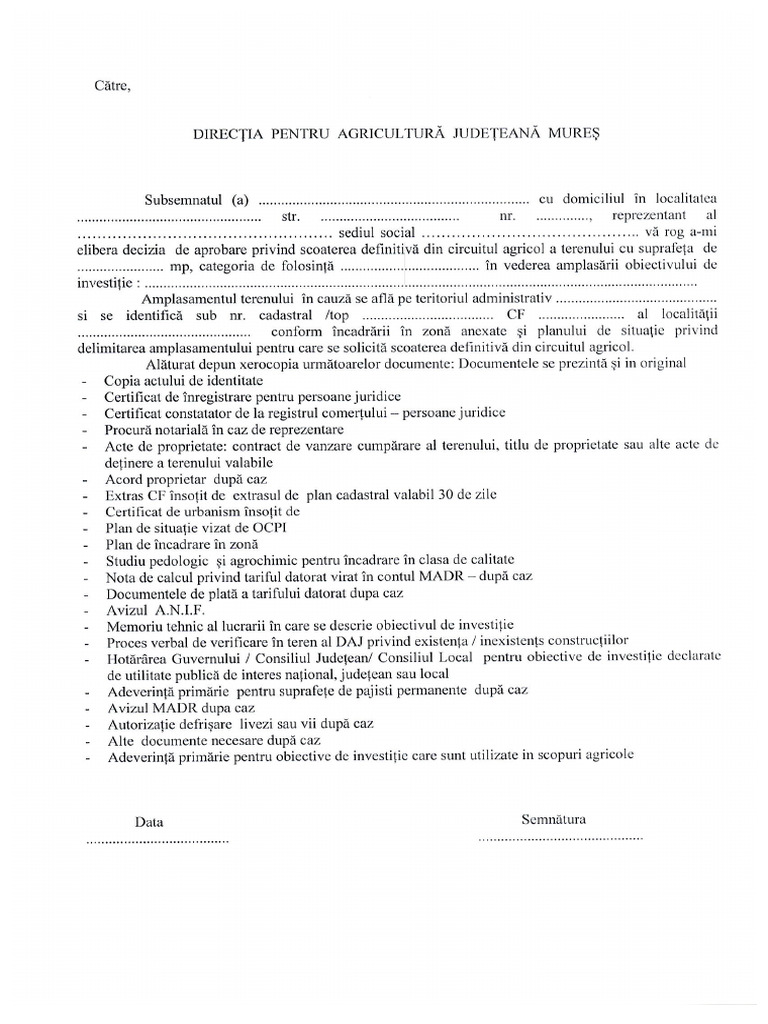 Cerere Directia Agricola | PDF