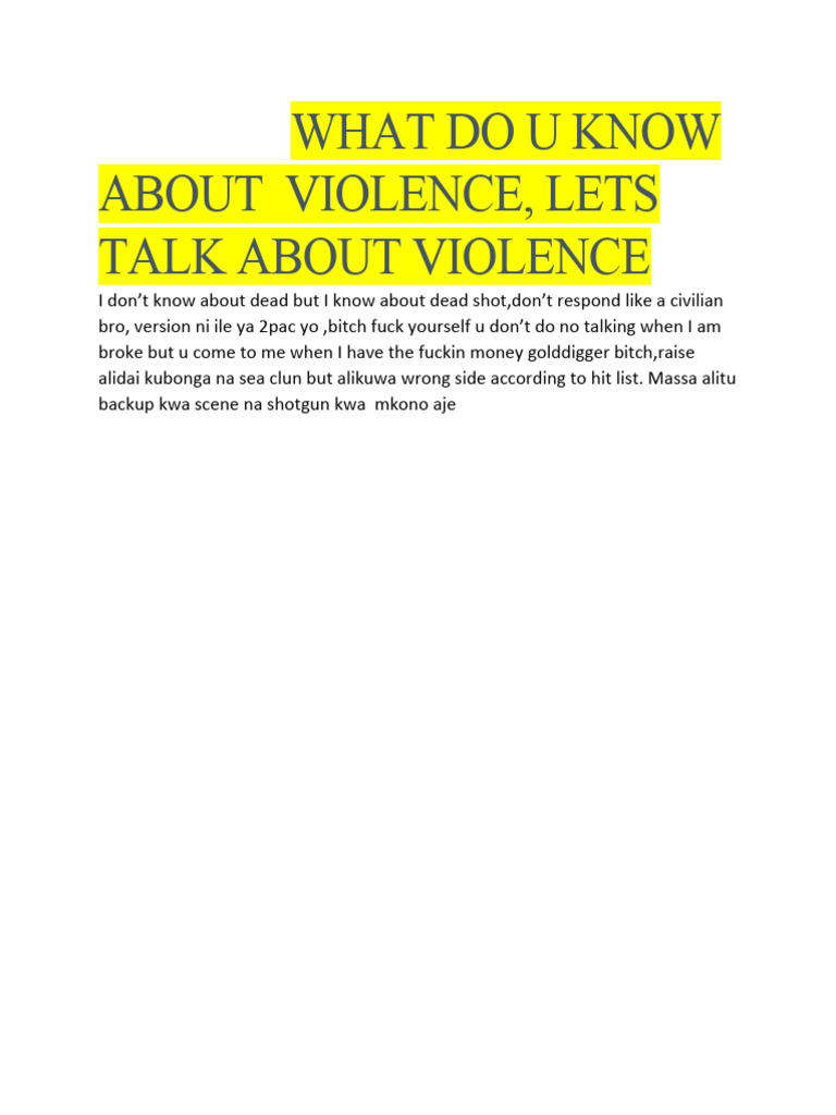 Understanding Violence: A Discussion | PDF