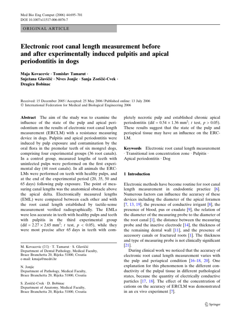 Impact of Pulp State on Root Canal Measurement | PDF | Dental Anatomy ...