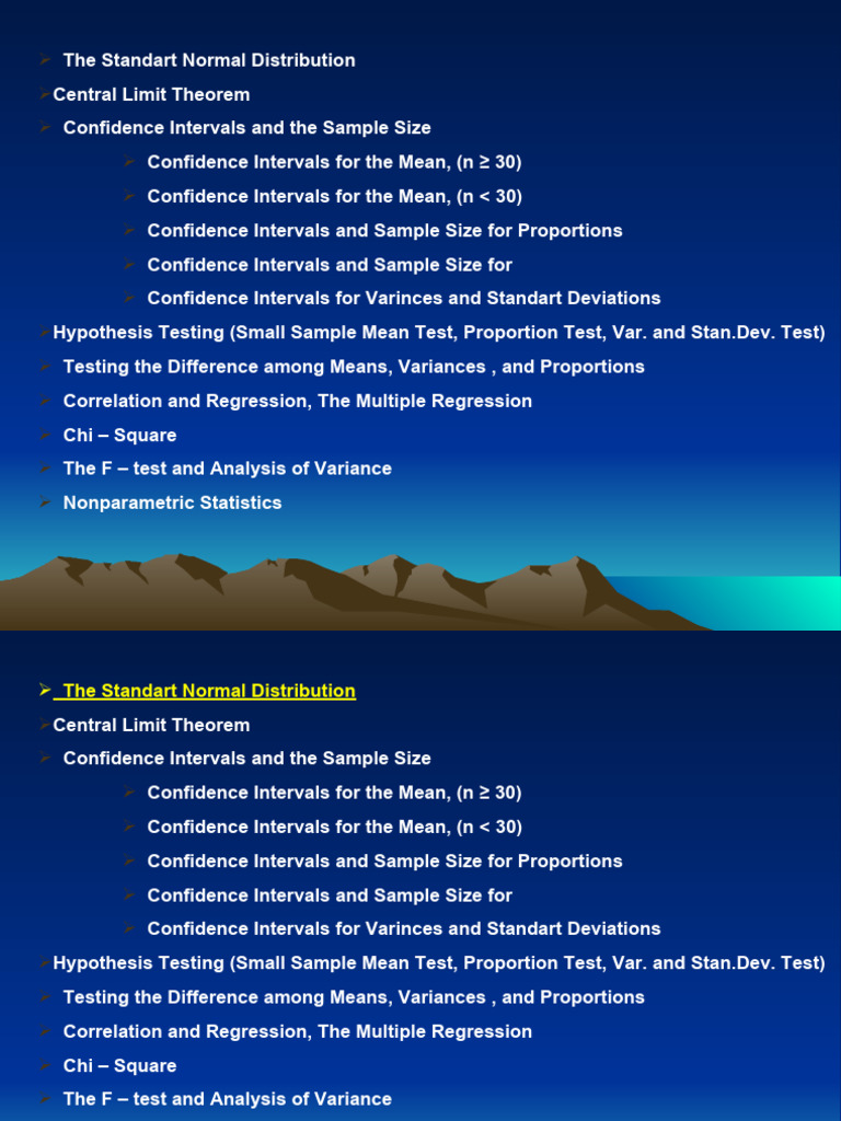 1 Standart Normal Distribution, Applications, Central Limit Theorem, Confidence Intervals | PDF ...