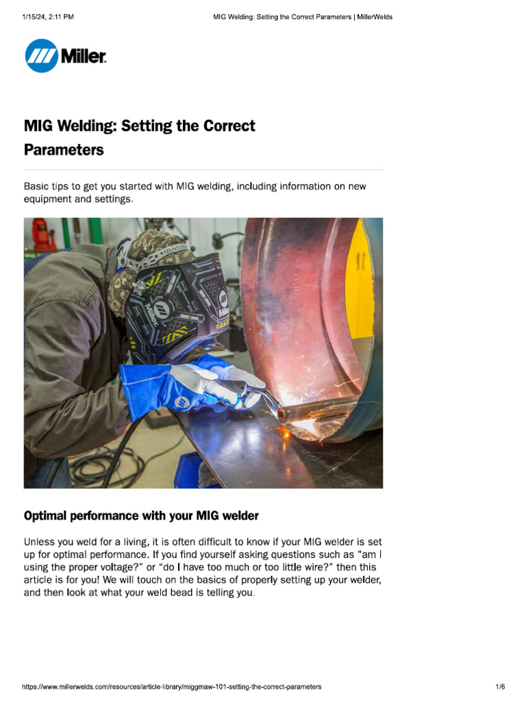 MIG Welding Characteristics | PDF