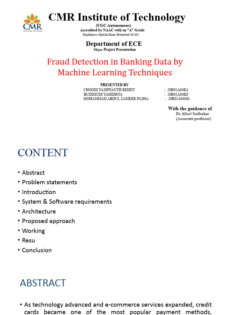 Fraud Detection in Banking Data by Machine Learning Techniques | PDF | Deep Learning | Machine ...