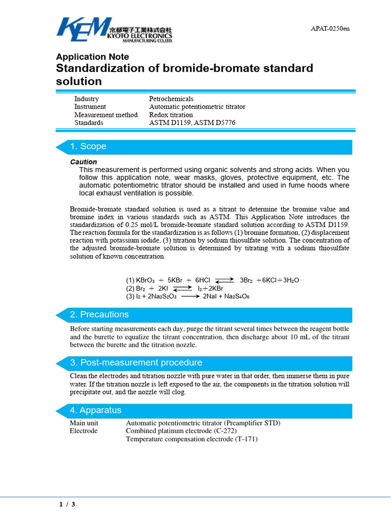 Standardization of Bromide-Bromate Standard Solution: Application Note ...