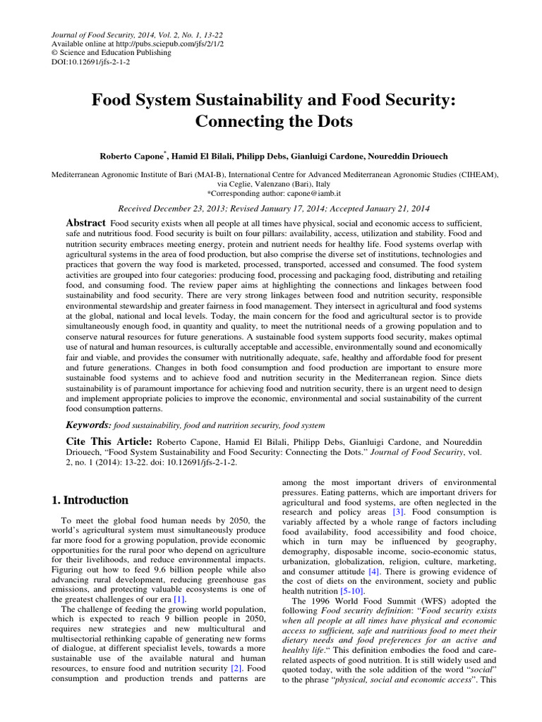 Food System Sustainability and Food Secu | PDF | Food Security | Malnutrition