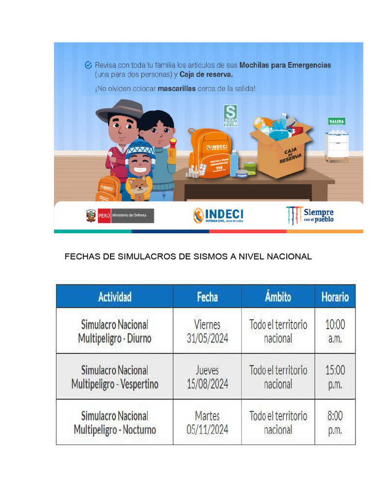 Simulacros de Sismo - 2024 | PDF