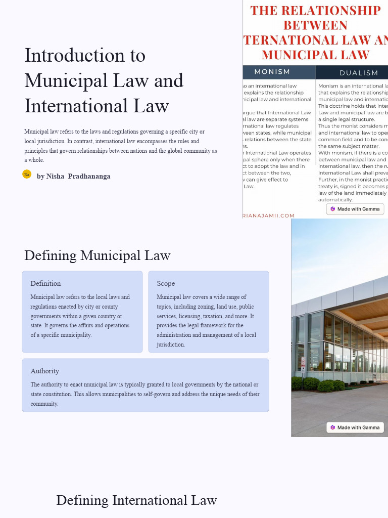 Introduction To Municipal Law and International Law | PDF | International Law | Treaty