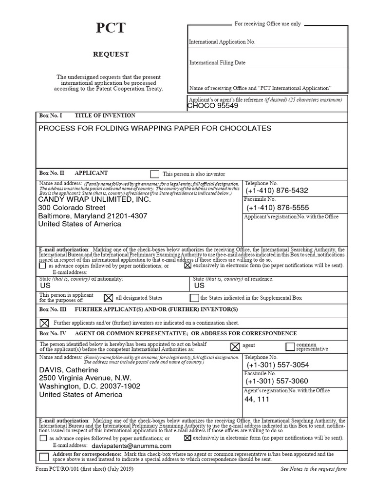 Filled Request | PDF | Patent Application | Priority Right