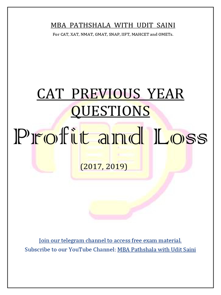 CAT Profit and Loss PYQs (2017, 2019) | PDF | Prices | Financial Economics