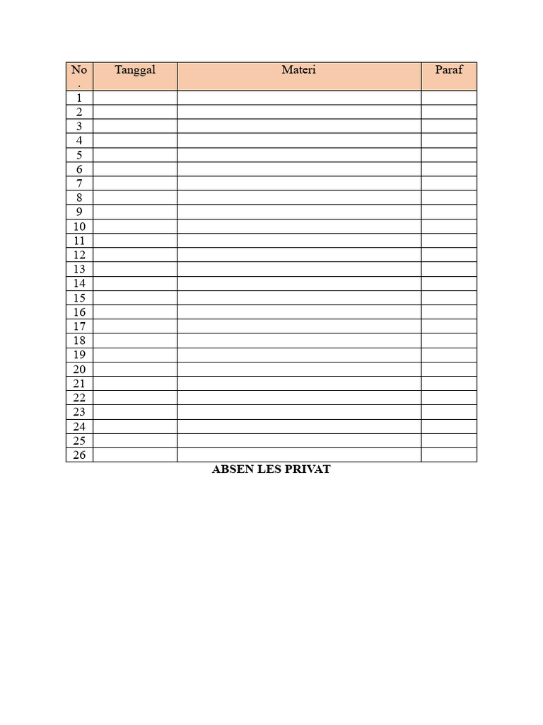 Absen Les Privat | PDF