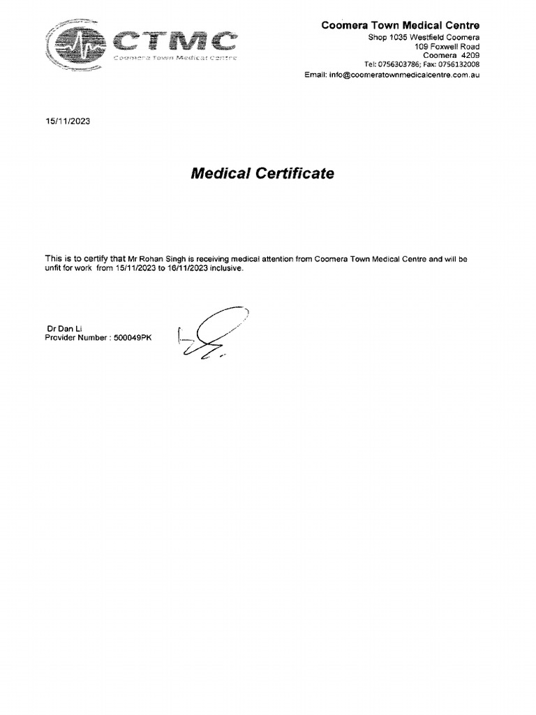 Med Cert | PDF