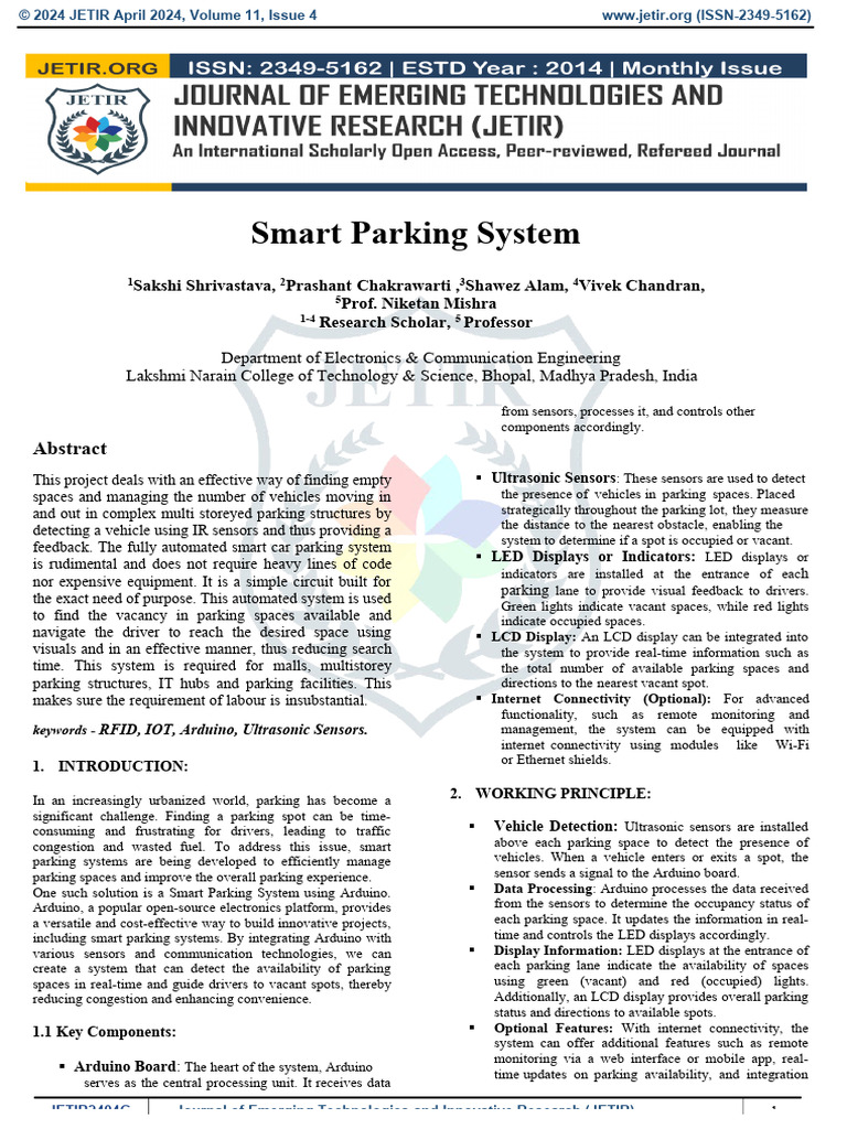 IoT-Based Smart Parking System Design | PDF | Parking | Internet Of Things