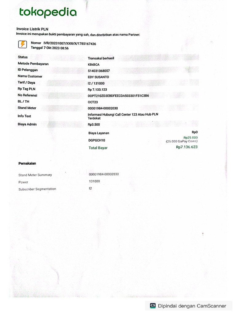 Listrik OKT 23 (1) | PDF