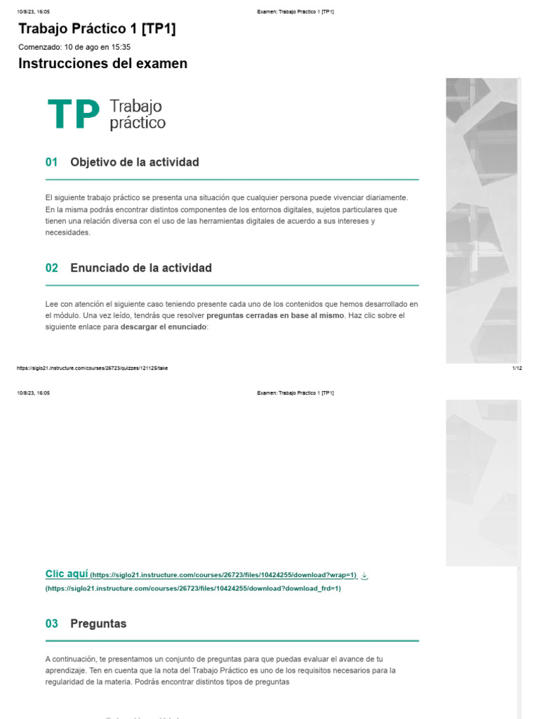 Examen - Trabajo Práctico 1 (TP1) RECURSOS INFORMATICOS 100% | PDF | Servicio de redes sociales ...