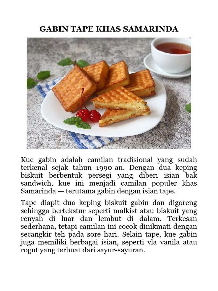 Kue Gabin Tape Khas Samarinda | PDF