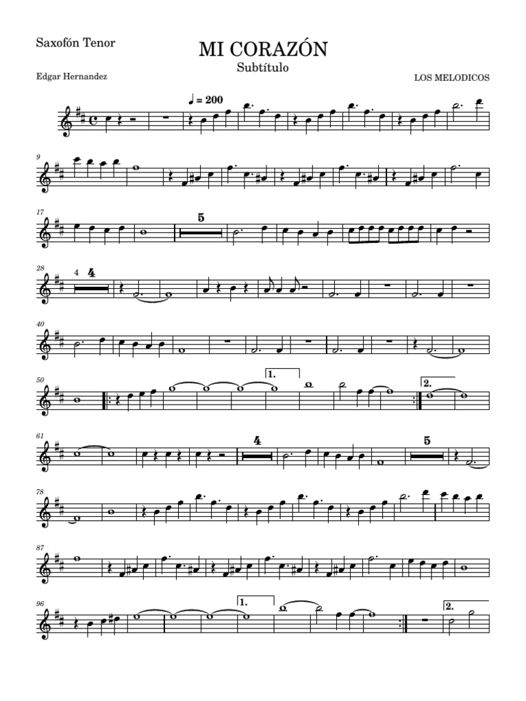 MI CORAZÓN-Saxofón - Tenor | PDF