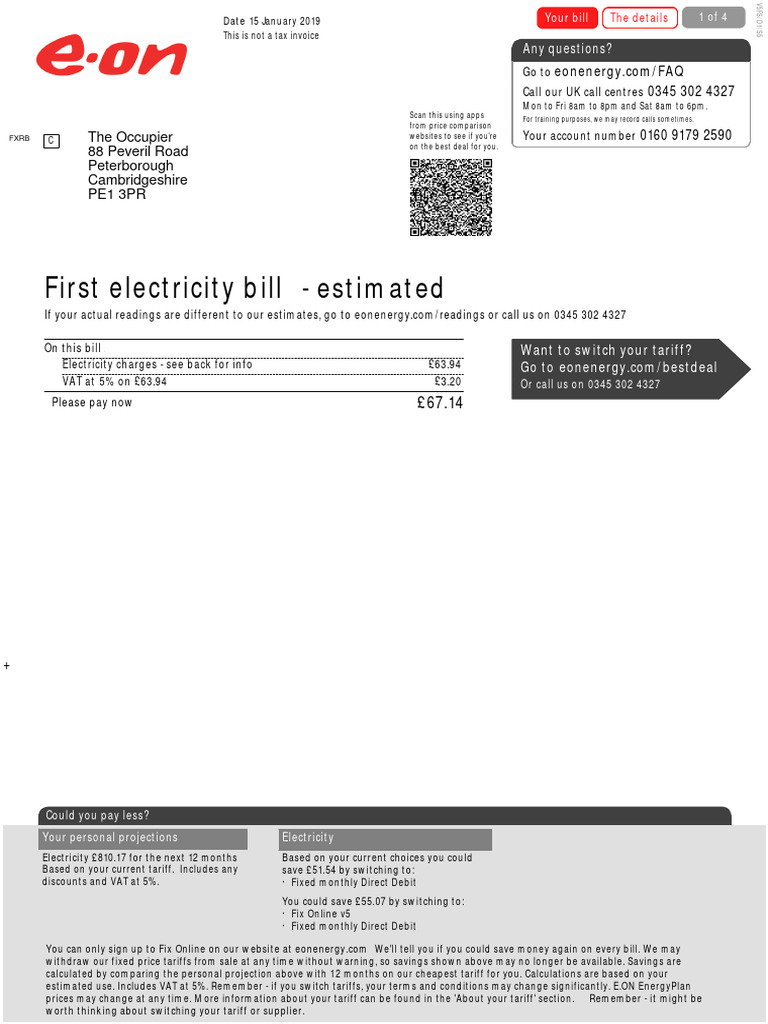 E-On Bill | PDF | Cheque | Credit Card