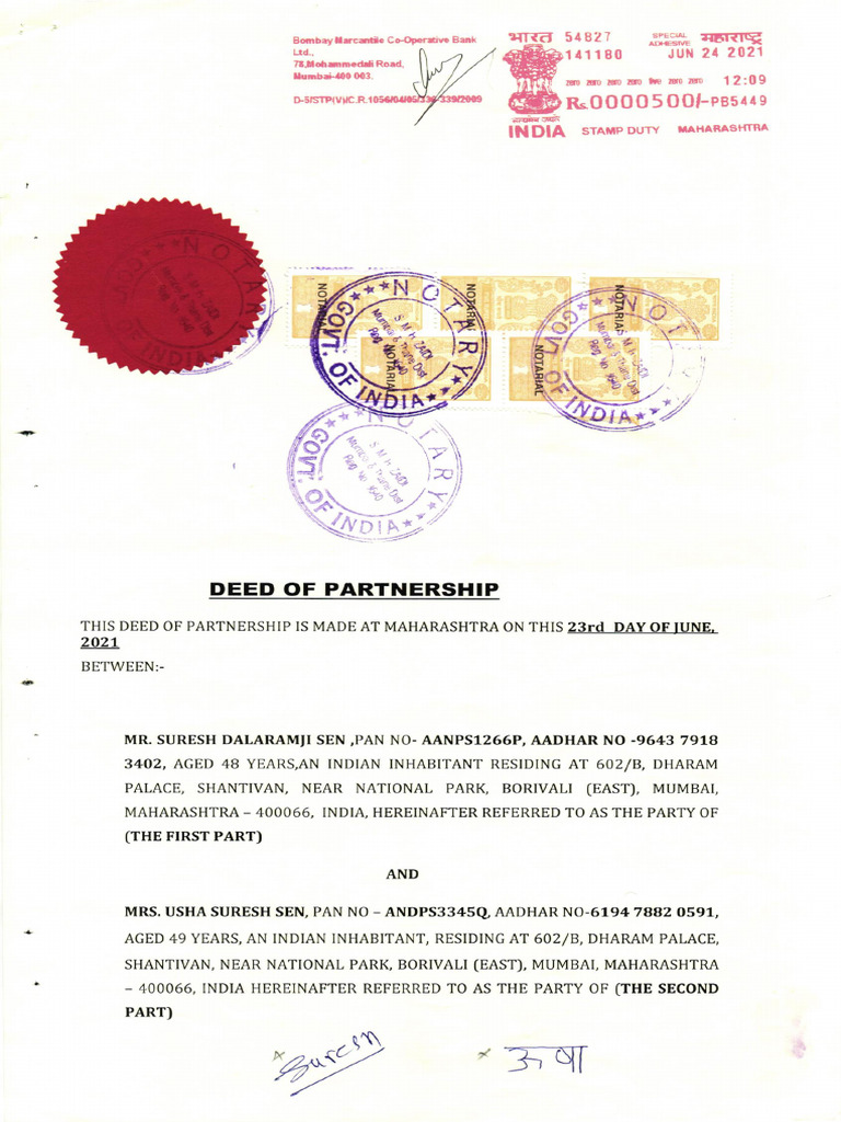 Partnership Deed | PDF | Partnership | Interest
