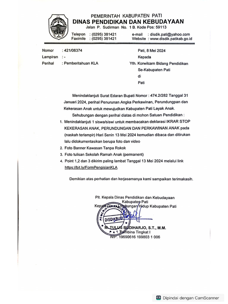 Surat Pemberitahuan KLA | PDF