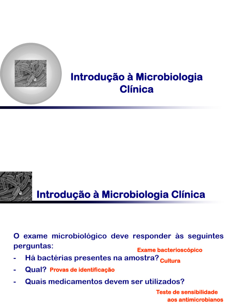 Introdução A Microbiologia Clinica | PDF | Ágar | Meio de cultura