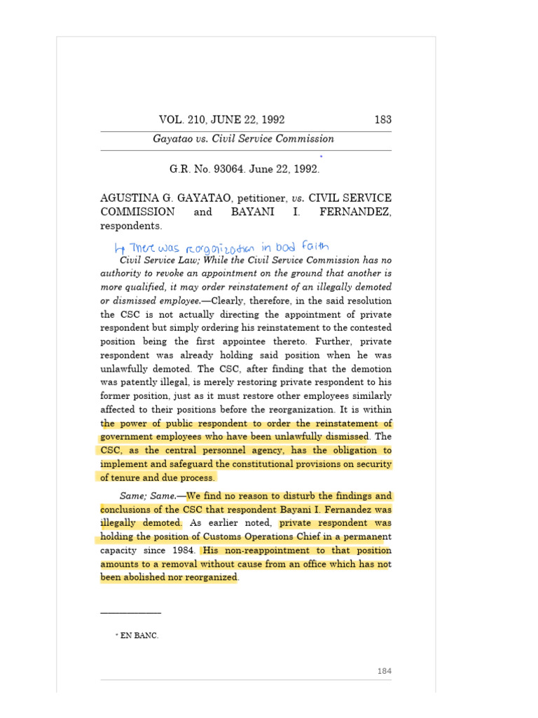 QqGayatao vs. Civil Service Commission | PDF | Appeal | Civil Service