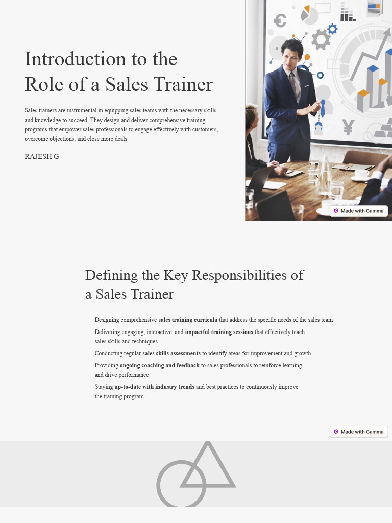Introduction To The Role of A Sales Trainer | PDF | Mentorship ...