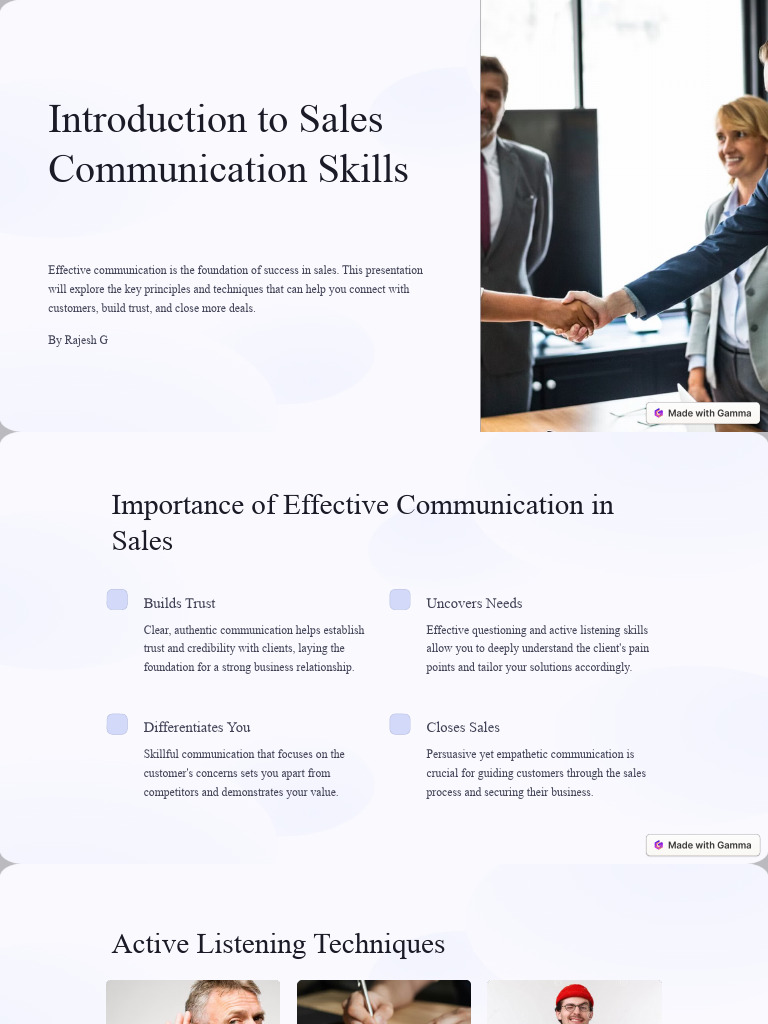 Introduction To Sales Communication Skills | PDF | Communication ...