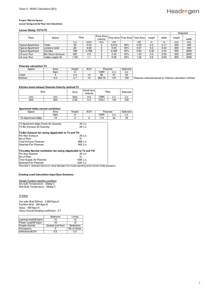 MVAC Calculations (R1) (10.02.2024) | PDF | Lighting | Window