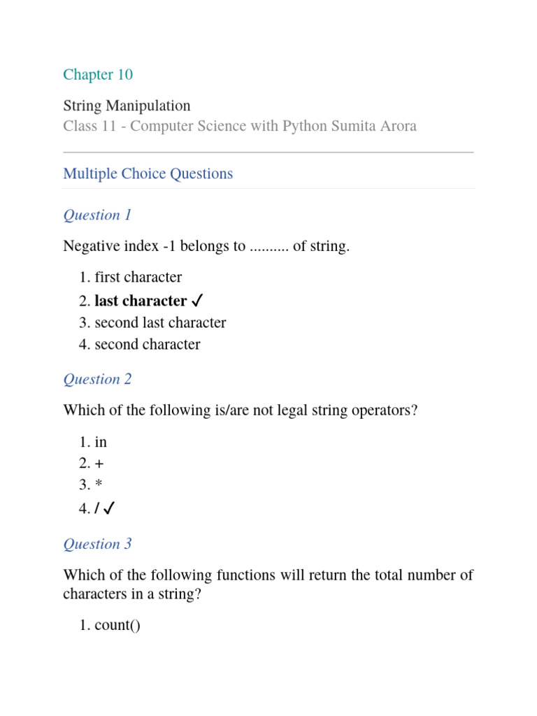 Chapter 10 String Manipulation Pdf String Computer Science Control Flow
