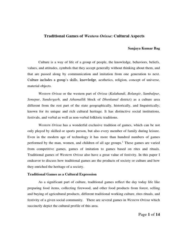 Traditional Games of Western Orissa | PDF | Folklore | Knowledge