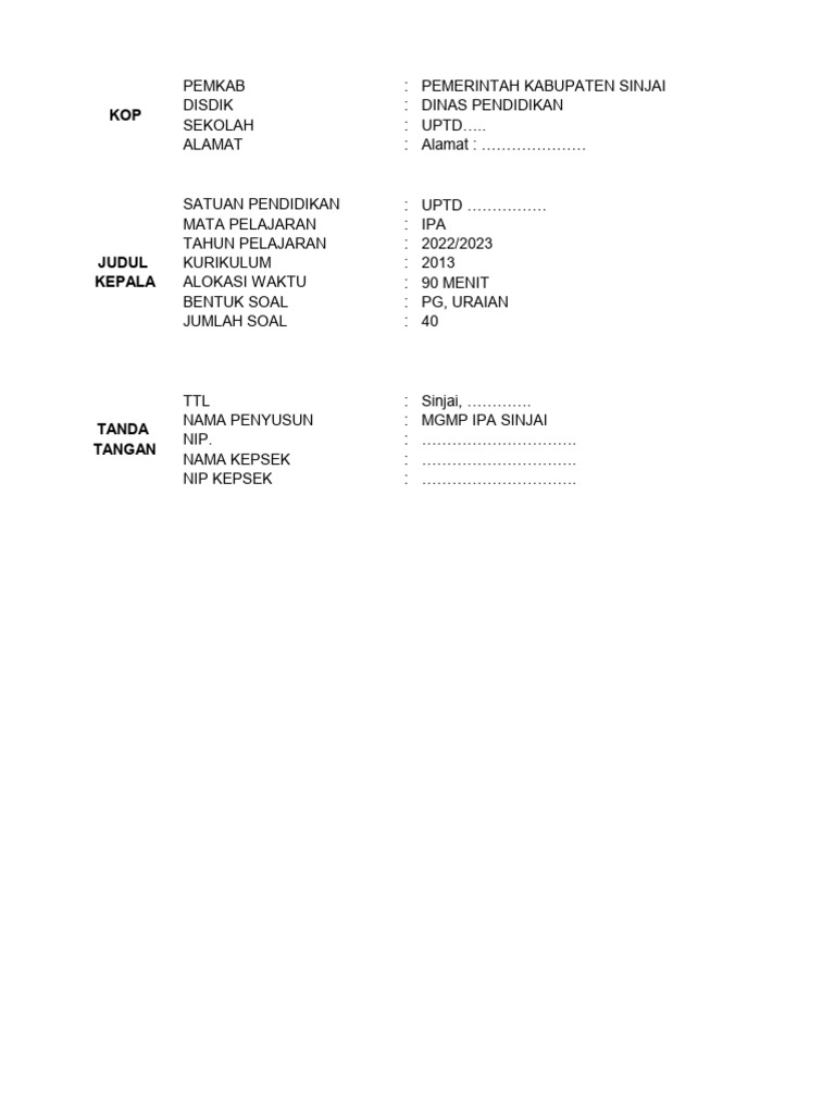 Kisi-Kisi US IPA TAHUN 2023 | PDF | Sains & Matematika | Komputer